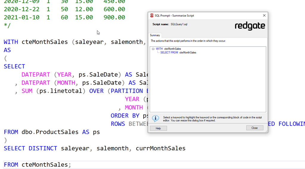 Summarizing a Script with SQL Prompt | Voice of the DBA